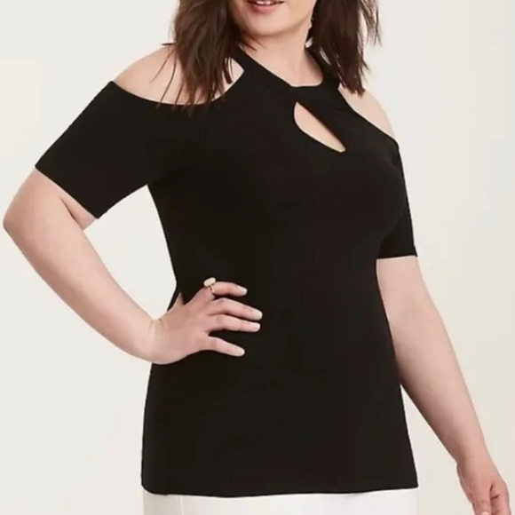 torrid | Tops | Torrid Black Foxy Cutout Cold Shoulder Top Plus Size 4 ...